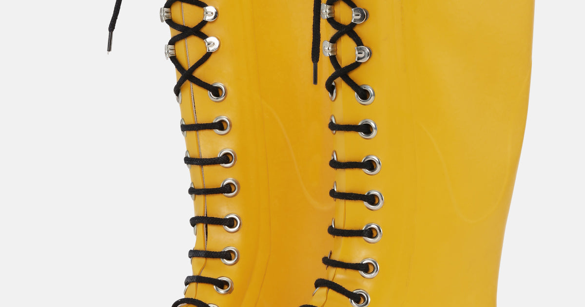 Long Rubber Boots - Cyber Yellow