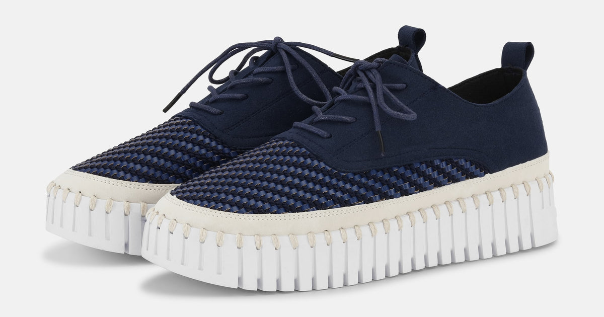 Tulip Flats With Laces - Dark Indigo White